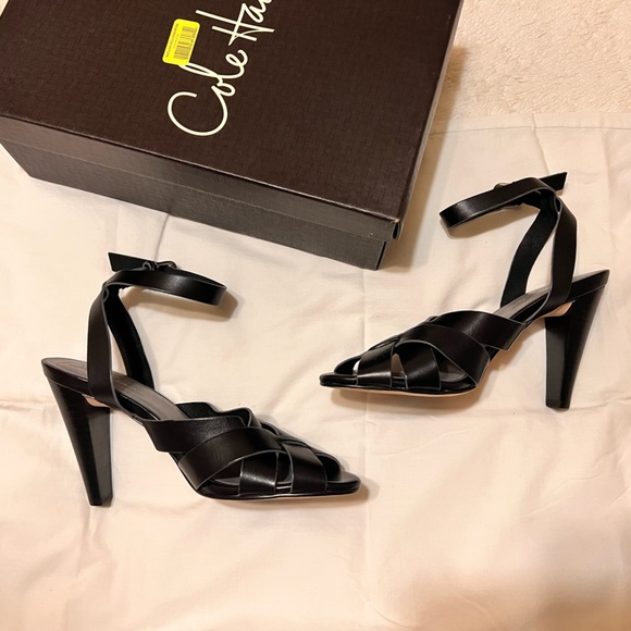 Cole Haan | Shoes | Cole Haan Black Leather Ankle Strap Heels | Poshmark